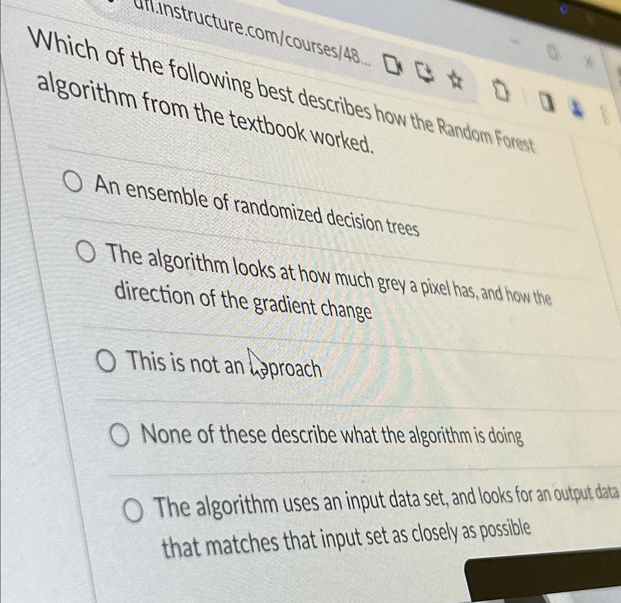 Solved Which of the following best describes how the Random | Chegg.com