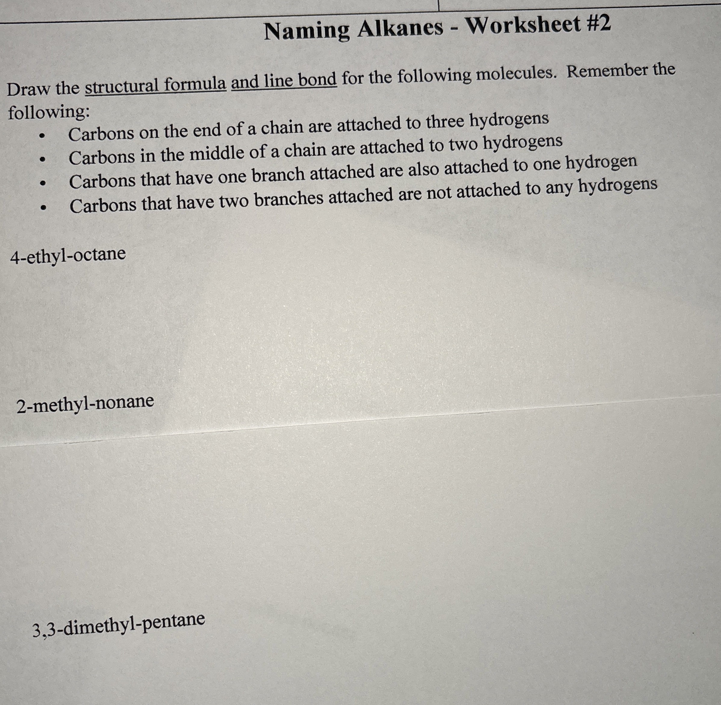 Solved Naming Alkanes - Worksheet #2 Draw the structural | Chegg.com