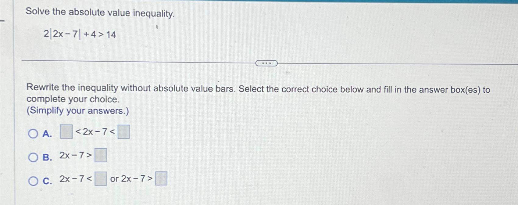 Solved Solve the absolute value | Chegg.com