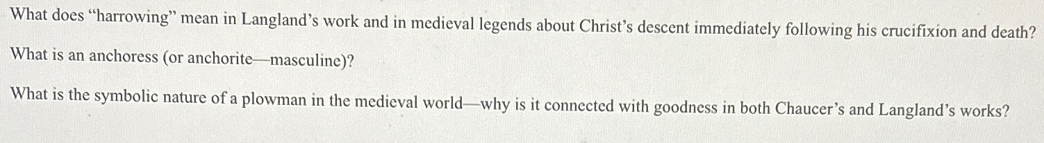Solved What does "harrowing" mean in Langland's work and in | Chegg.com
