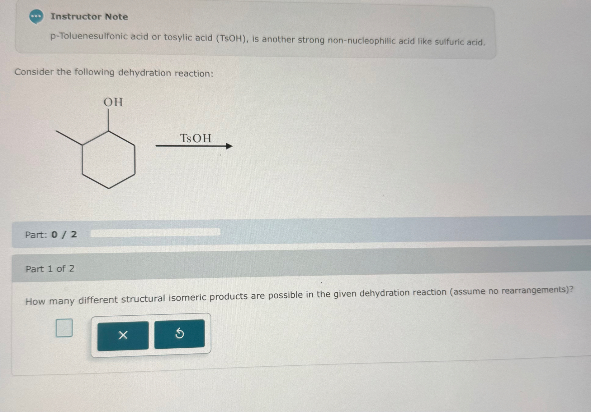 Solved Consider the following dehydration reaction. How many | Chegg.com