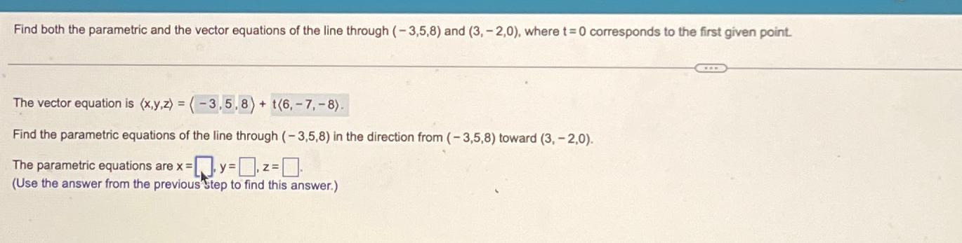 Solved Find both the parametric and the vector equations of | Chegg.com