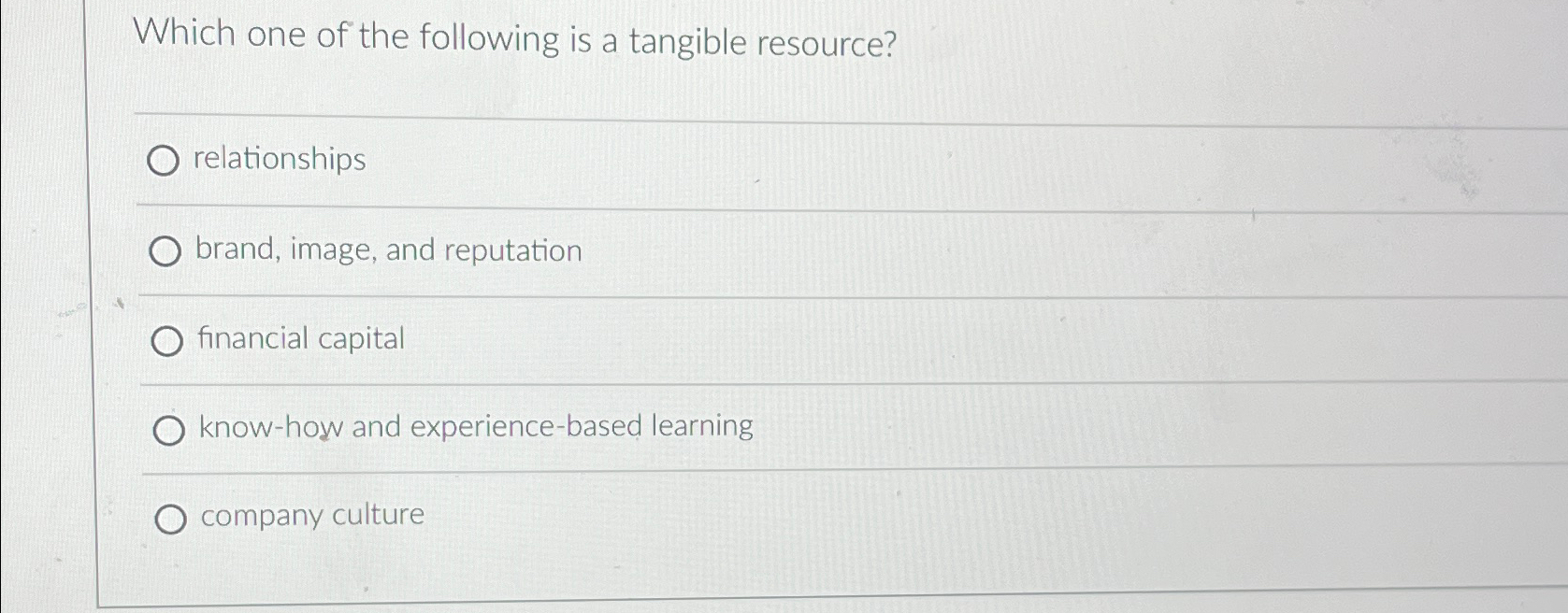 Solved Which one of the following is a tangible | Chegg.com