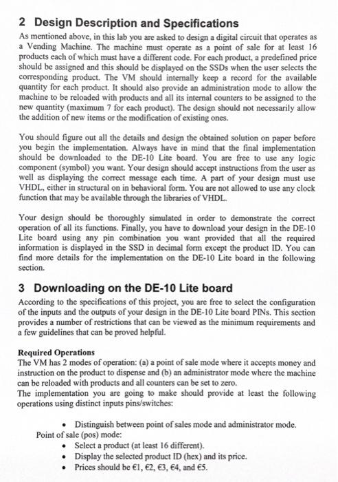 Solved Lab Project Vending Machine Objectives This | Chegg.com