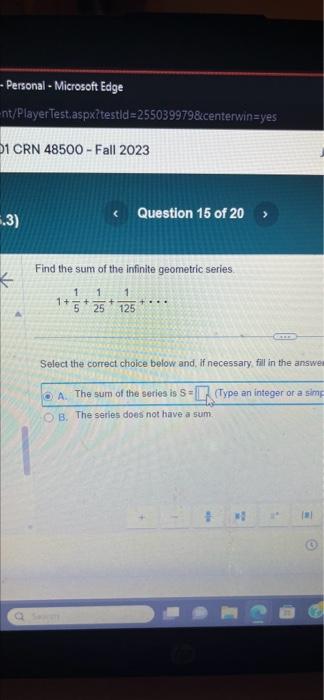 Solved Personal - Microsoft Edge ent/Player 01 CRN 48500 - | Chegg.com