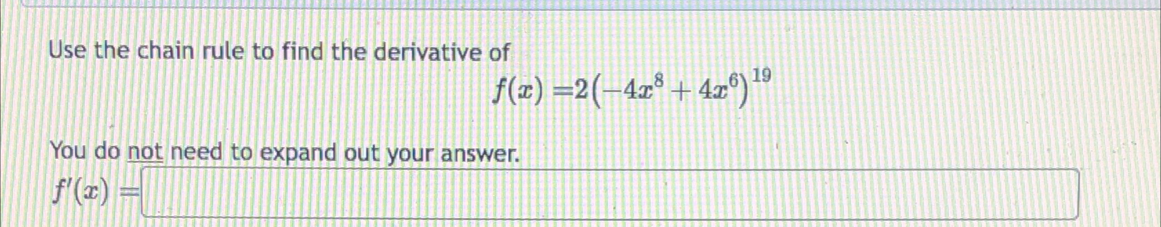Solved Use the chain rule to find the derivative | Chegg.com