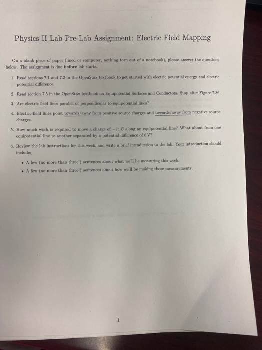 Solved Physics II Lab Pre-Lab Assignment: Electric Field | Chegg.com