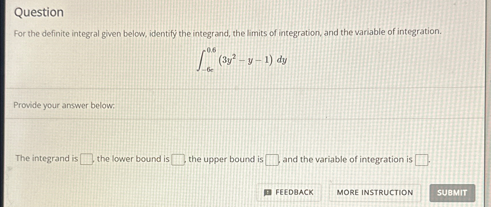 Solved QuestionFor the definite integral given below, | Chegg.com