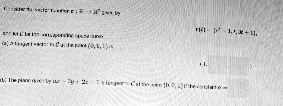 Solved Consider the vector function r:R → R$ given by r(t) = | Chegg.com