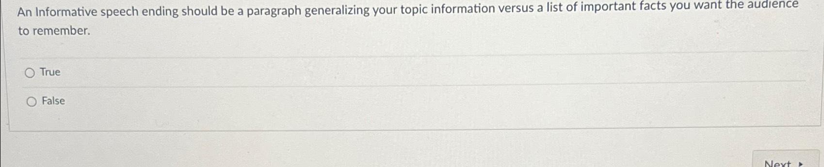 Solved An Informative speech ending should be a paragraph | Chegg.com