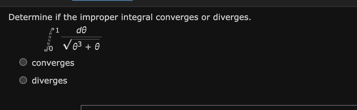 Solved Determine if the improper integral converges or | Chegg.com