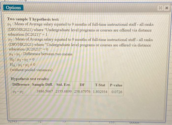 Solved Two sample T hypothesis test: μ1 : Mean of Average | Chegg.com