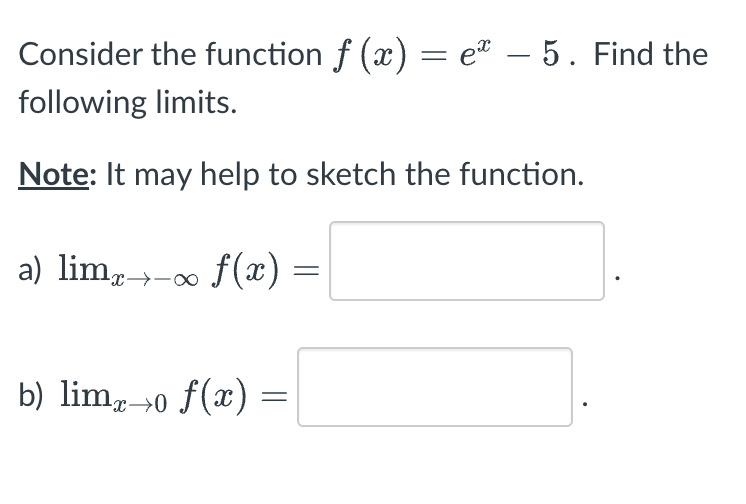 Solved Consider the function f(x)=ex-5. ﻿Find thefollowing | Chegg.com