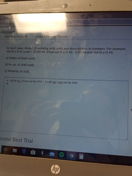 Report Time Taken: 25:44:41 Jessica Trowbridge: | Chegg.com