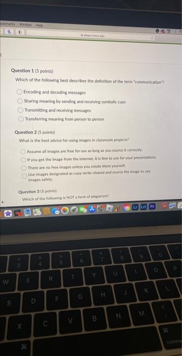 Question 1 (5 points) Which of the following best | Chegg.com