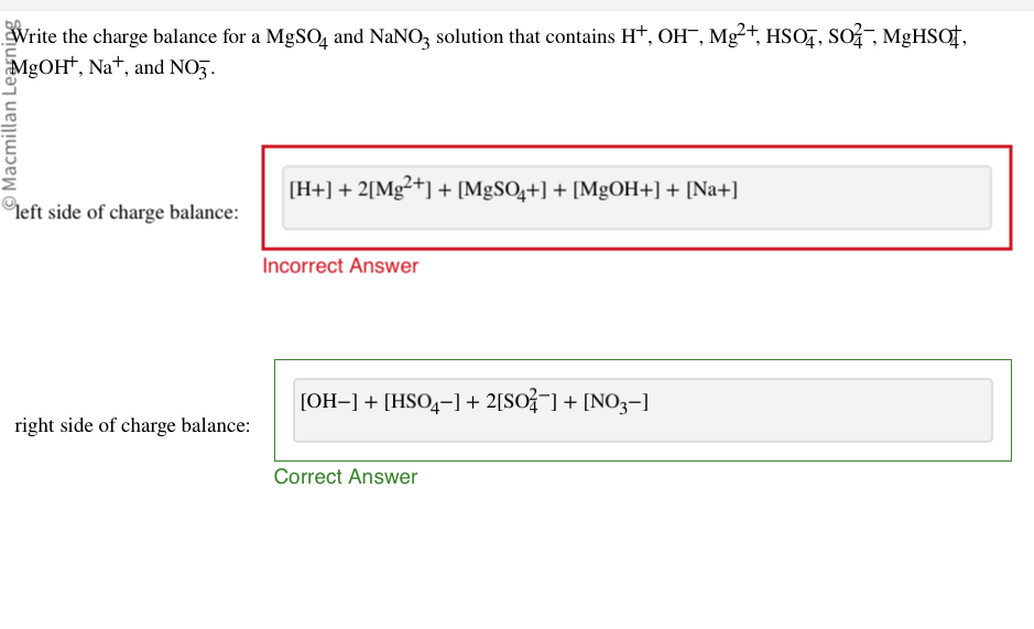 Solved Write the charge balance for a MgSO4 ﻿and NaNO3 | Chegg.com