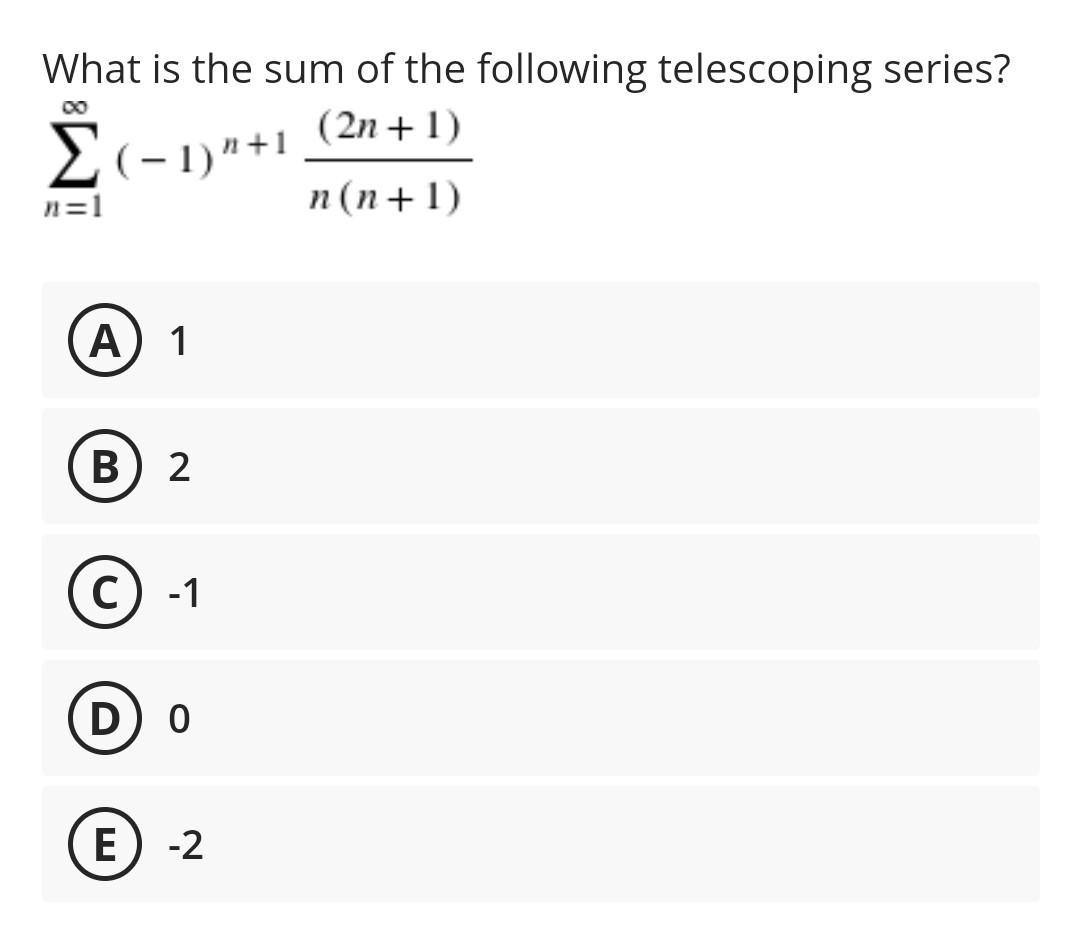 Solved What is the sum of the following telescoping series? | Chegg.com