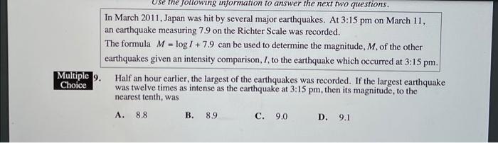 Solved the answer is C but how? this is unit LOGS in math | Chegg.com