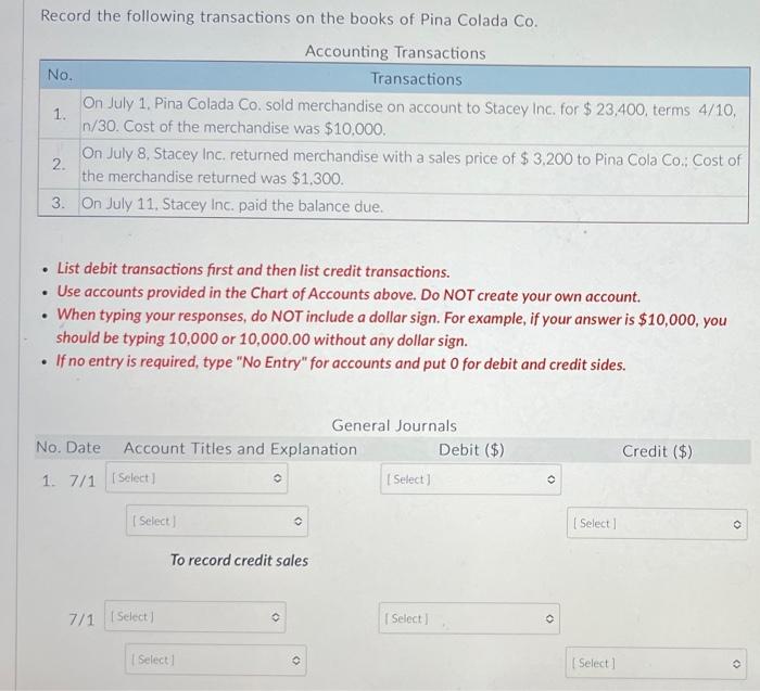 Solved Record the following transactions on the books of | Chegg.com