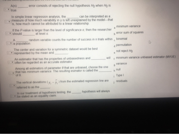 Solved A(n) true error consists of rejecting the null | Chegg.com