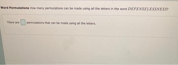 Solved Word Permutations How many permutations can be made | Chegg.com