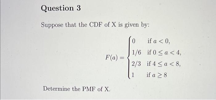 Solved Suppose that the CDF of X is given by: | Chegg.com