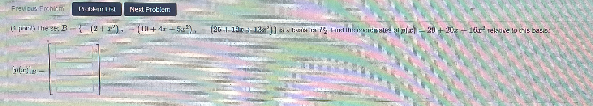 Solved Previous Problem(1 ﻿point) ﻿The set | Chegg.com