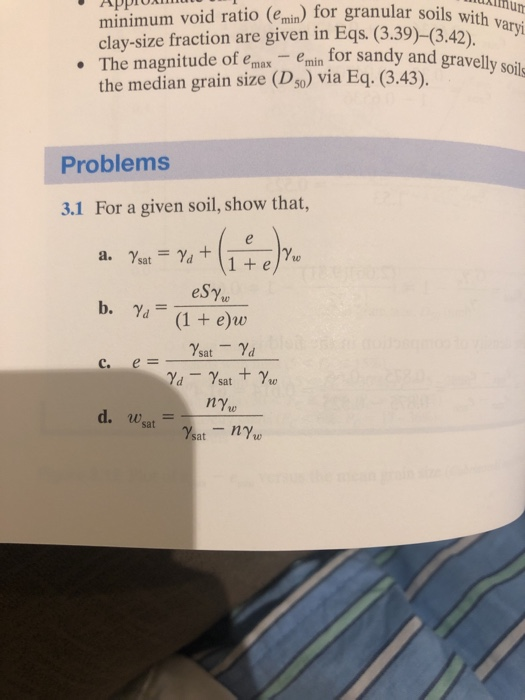 Solved minimum void ratio (emin) for granular soils with | Chegg.com
