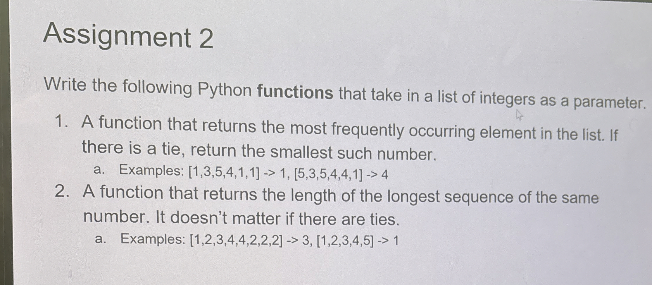 Solved Assignment 2Write the following Python functions that | Chegg.com