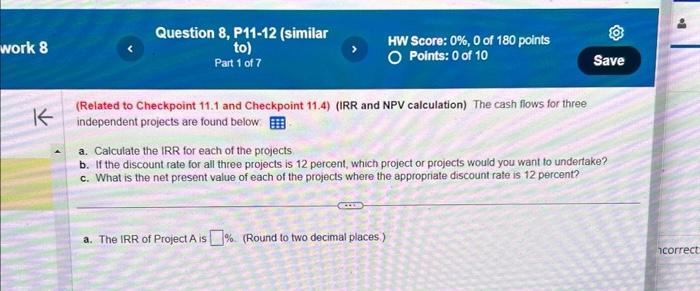 Solved (Related to Checkpoint 11.1 and Checkpoint 11.4) (IRR | Chegg.com