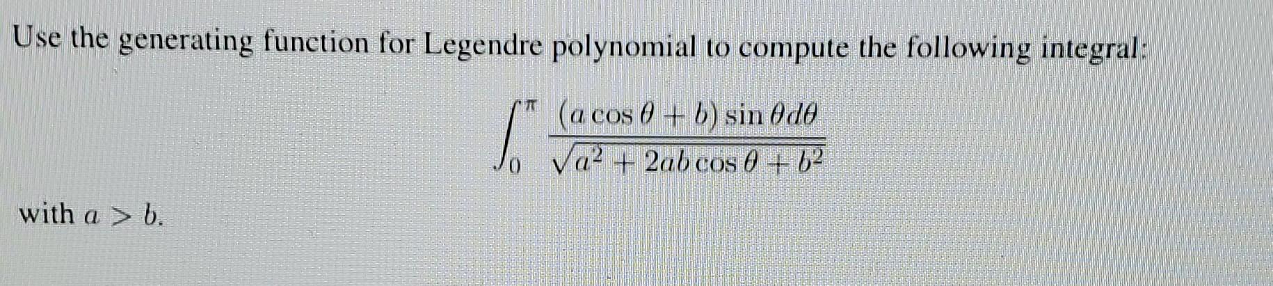 Solved Use the generating function for Legendre polynomial | Chegg.com