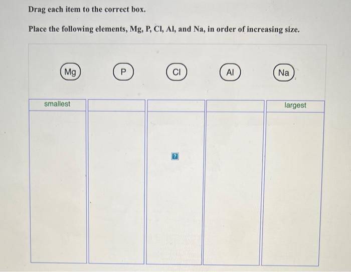 Solved Drag each item to the correct box. Place the | Chegg.com