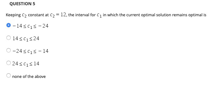 Solved QUESTION 6 Keeping C2 constant at C2 = 12 ,the | Chegg.com