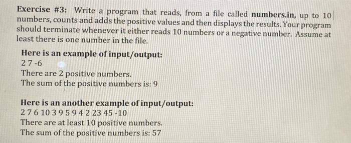 Solved Exercise #3: Write a program that reads, from a file | Chegg.com