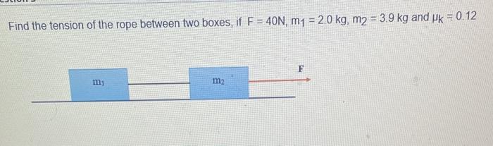 Solved Find the tension of the rope between two boxes, if | Chegg.com