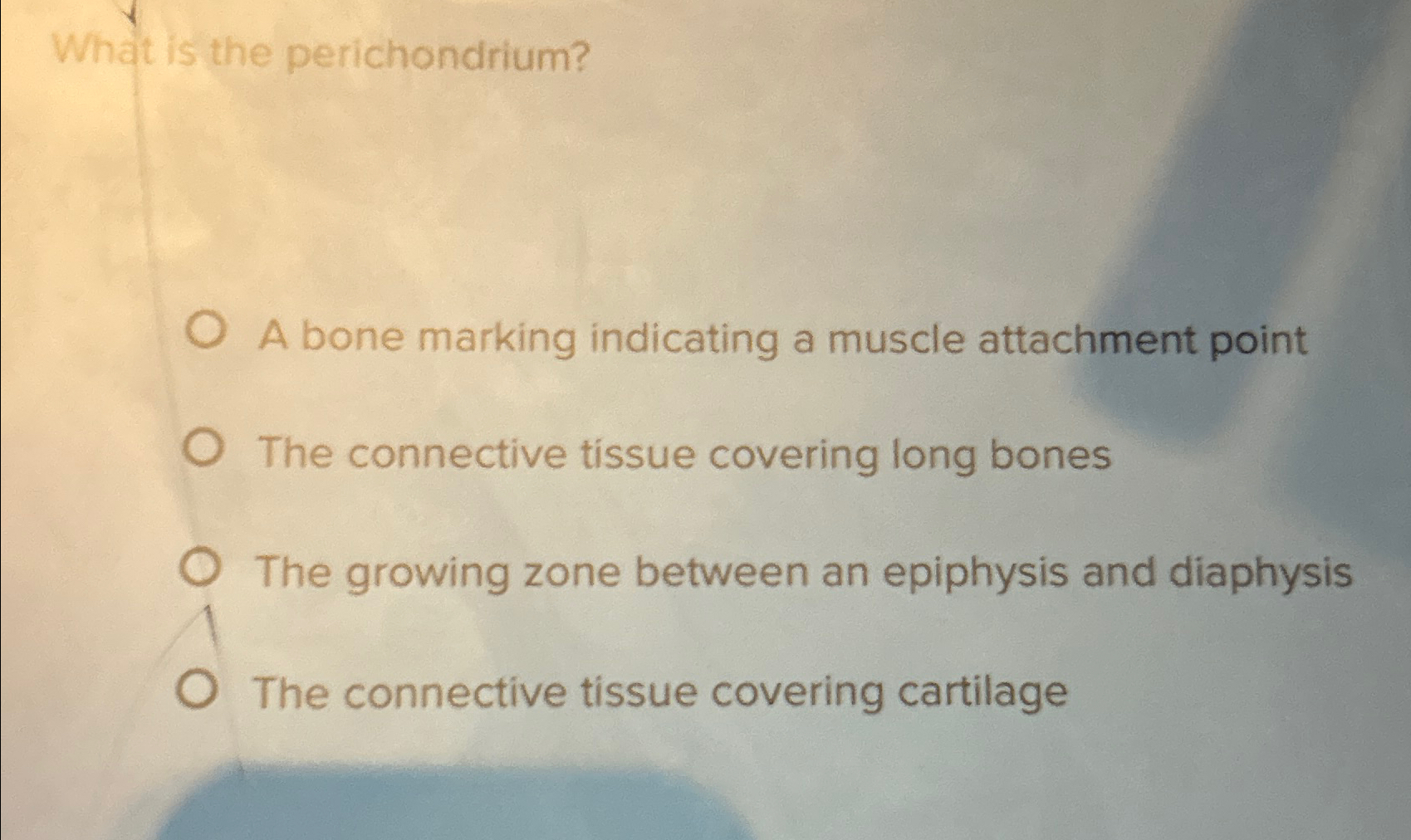 Solved What is the perichondrium?A bone marking indicating a | Chegg.com