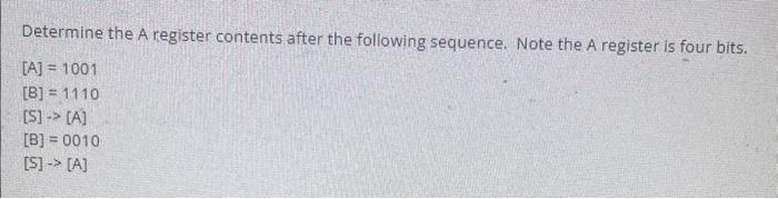 Solved Determine the A register contents after the following | Chegg.com