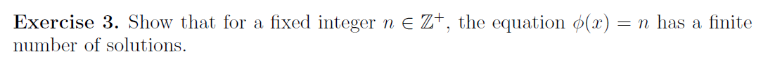 Solved Exercise 3. ﻿Show that for a fixed integer ninZ+, | Chegg.com