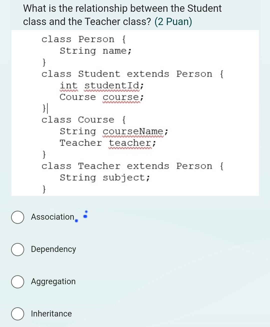 Solved class and the Teacher class? (2 Puan) class Person \{ | Chegg.com