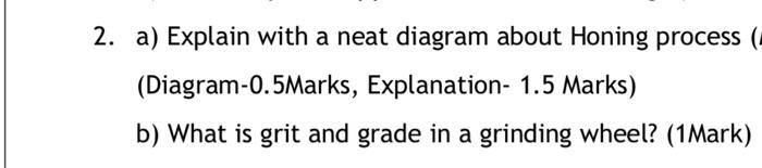 2. a) Explain with a neat diagram about Honing | Chegg.com