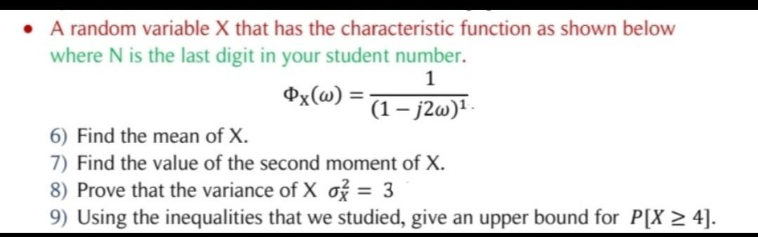 Solved A random variable X that has the characteristic | Chegg.com
