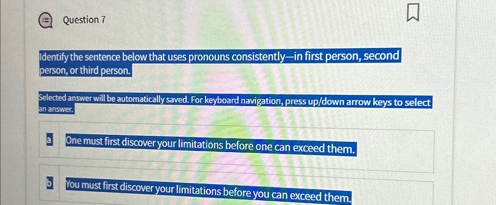 Solved € ﻿Question 7Identify the sentence below that uses | Chegg.com