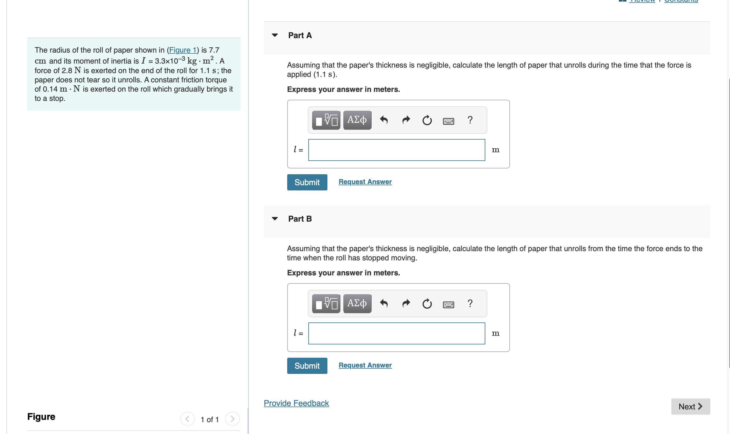 Solved The radius of the roll of paper shown in (Figure 1) | Chegg.com