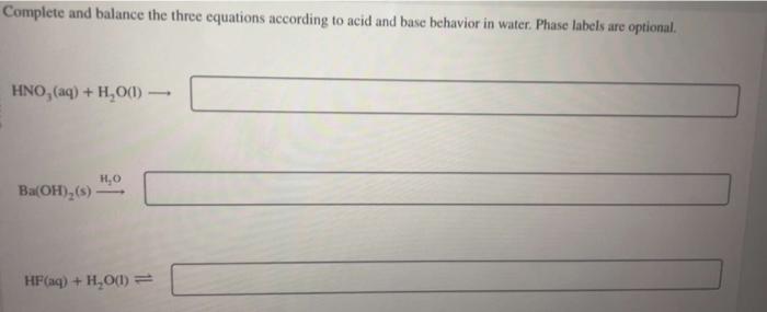 Solved Complete and balance the three equations according to | Chegg.com