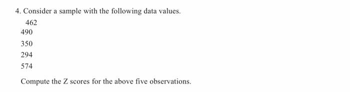 Solved 4. Consider a sample with the following data values. | Chegg.com