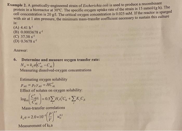 Solved Example 2. A genetically-engineered strain of | Chegg.com