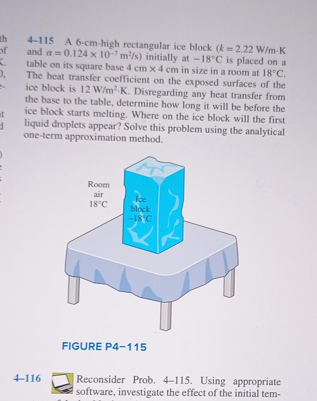 Solved 4-115 A 6-cm-high rectangular ice block (k=2.22 W/m⋅K | Chegg.com