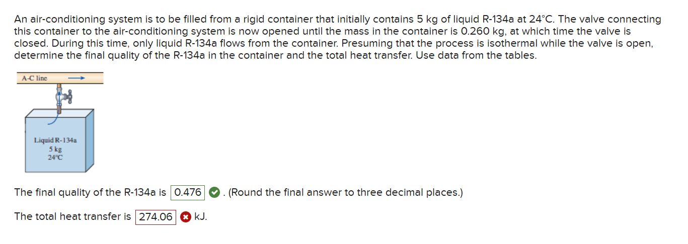 Solved An air-conditioning system is to be filled from a | Chegg.com