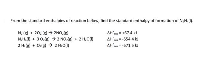 Solved From the standard enthalpies of reaction below, find | Chegg.com