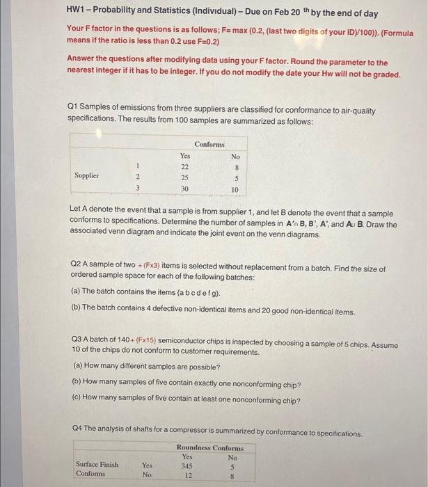 Solved HW1 - Probability and Statistics (Individual) - Due | Chegg.com